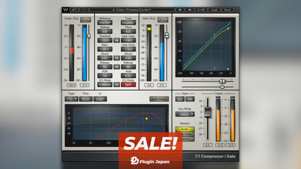 【ブラックフライデー89%オフ】2種類の処理を同時に行う、周波数1バンド選択型のプロセッサーWaves『C1 Compressor』がセール中 ...